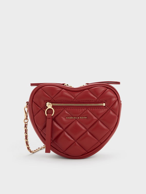 CHARLES & KEITH Paffuto Quilted Heart Crossbody Bag | endource