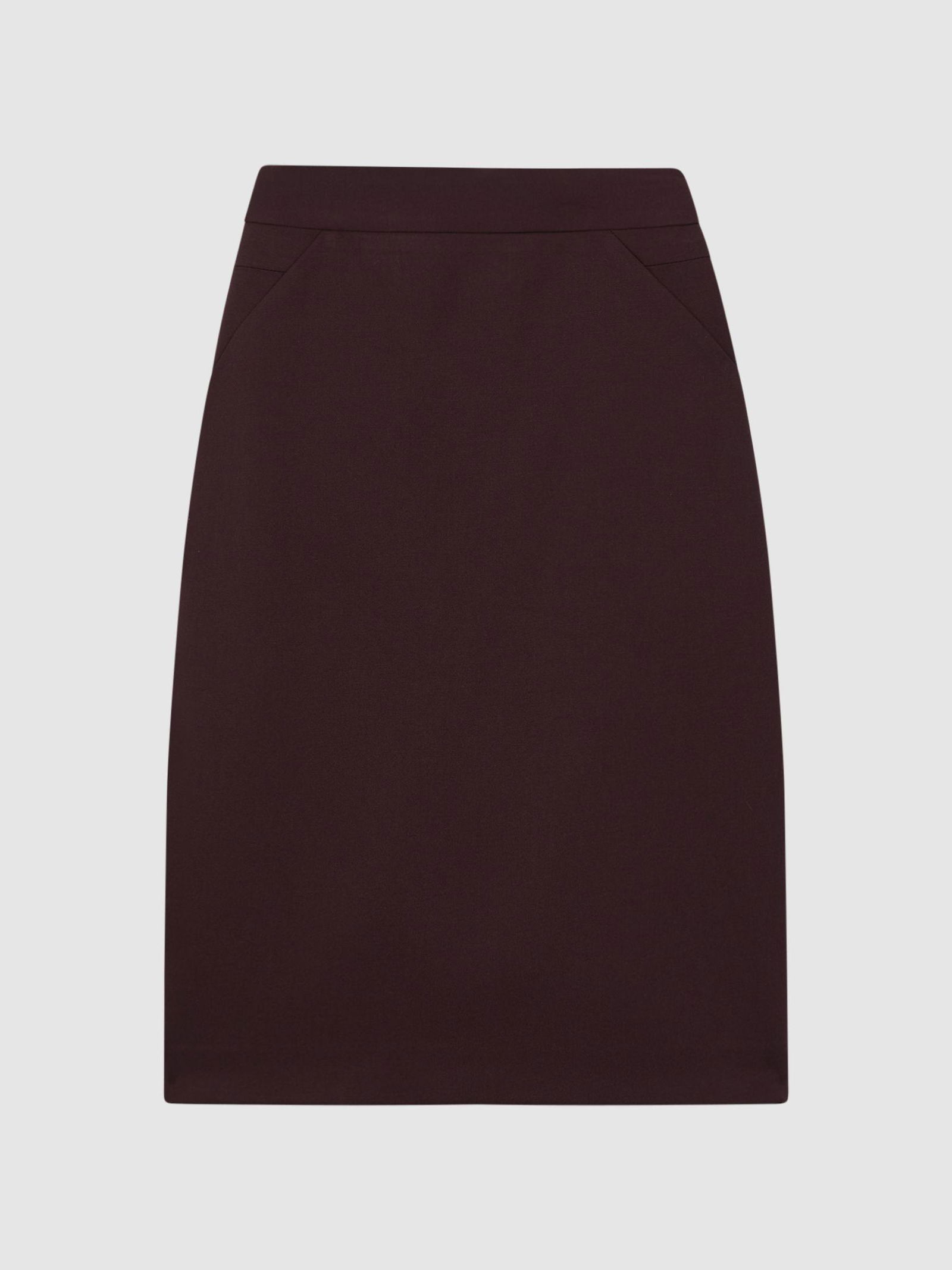 Reiss Wool Blend Fitted Midi Skirt In Berry Endource