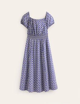 BODEN Amber Cotton Midi Dress in Surf The Web, Bloom Sprig | Endource