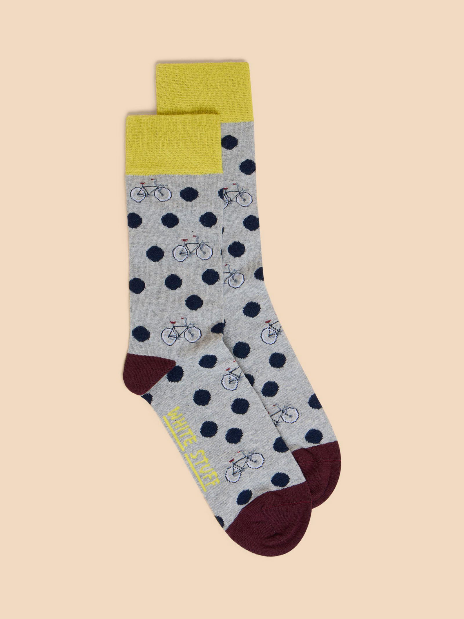 WHITE STUFF Spot Print Socks in Grey Mlt | endource