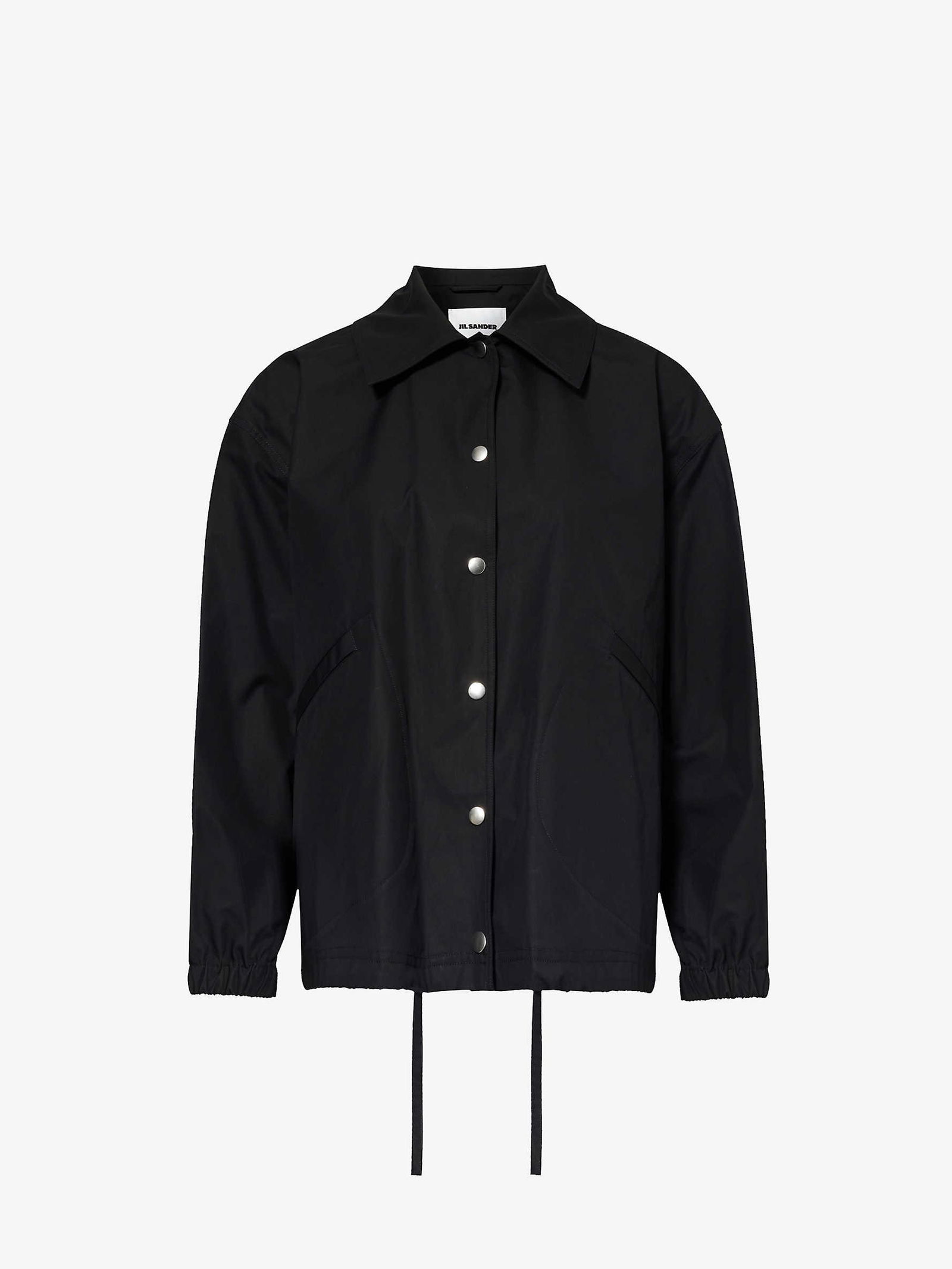 JIL SANDER Boxy-Fit Drawstring-Hem Cotton Jacket in BLACK | Endource