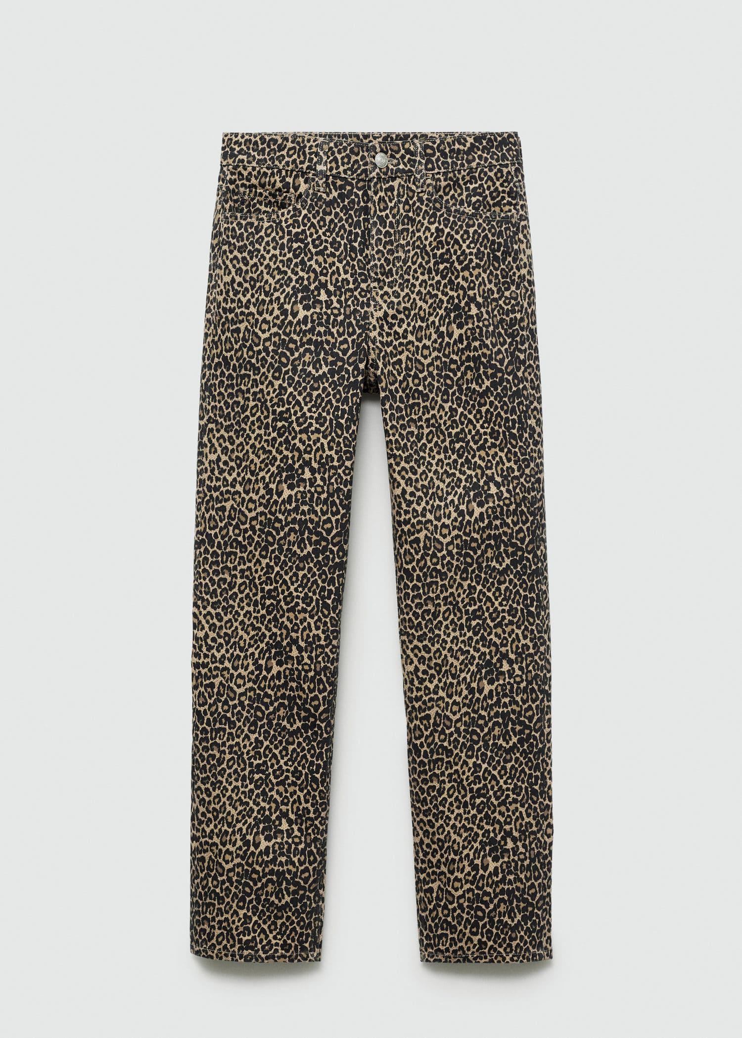 MANGO Leopard-Print Straight Jeans in Brown | Endource