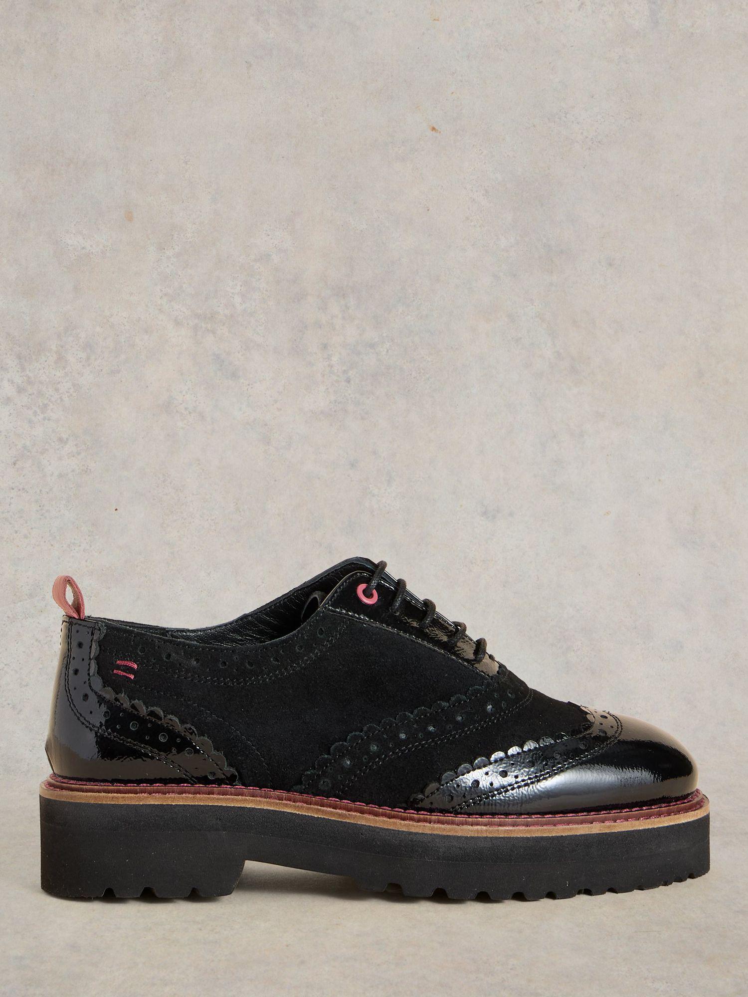 WHITE STUFF Suede and Leather Chunky Brogues in Black | endource