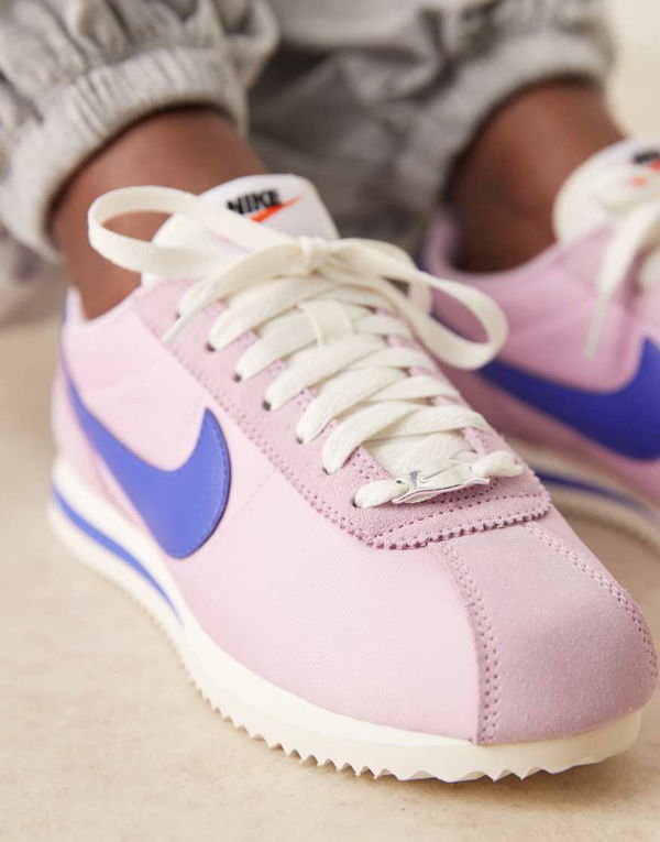 NIKE Cortez Nylon Unisex Trainers In Pink And Blue | endource
