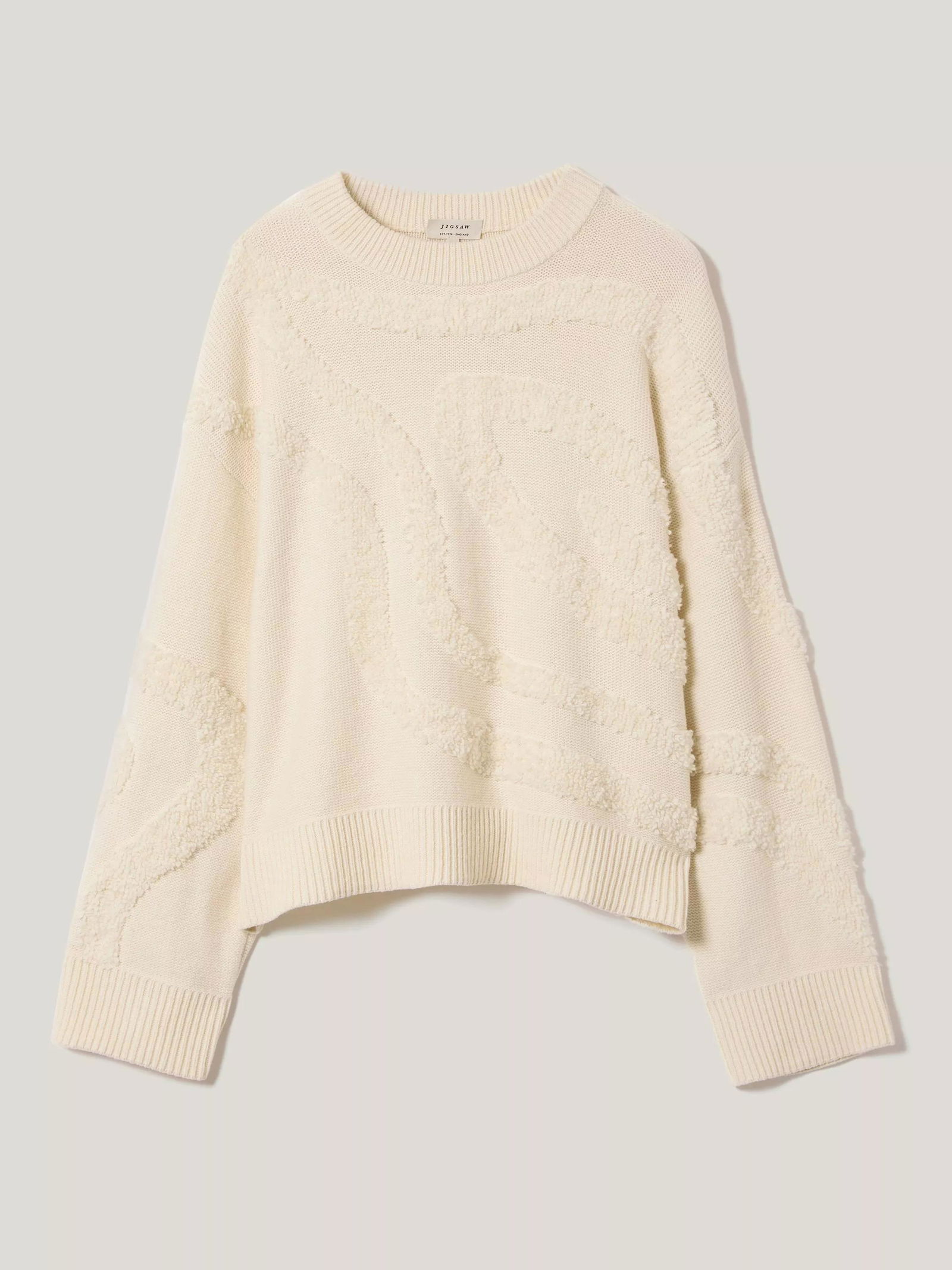 JIGSAW Intarsia Loop Jumper in Cream | endource