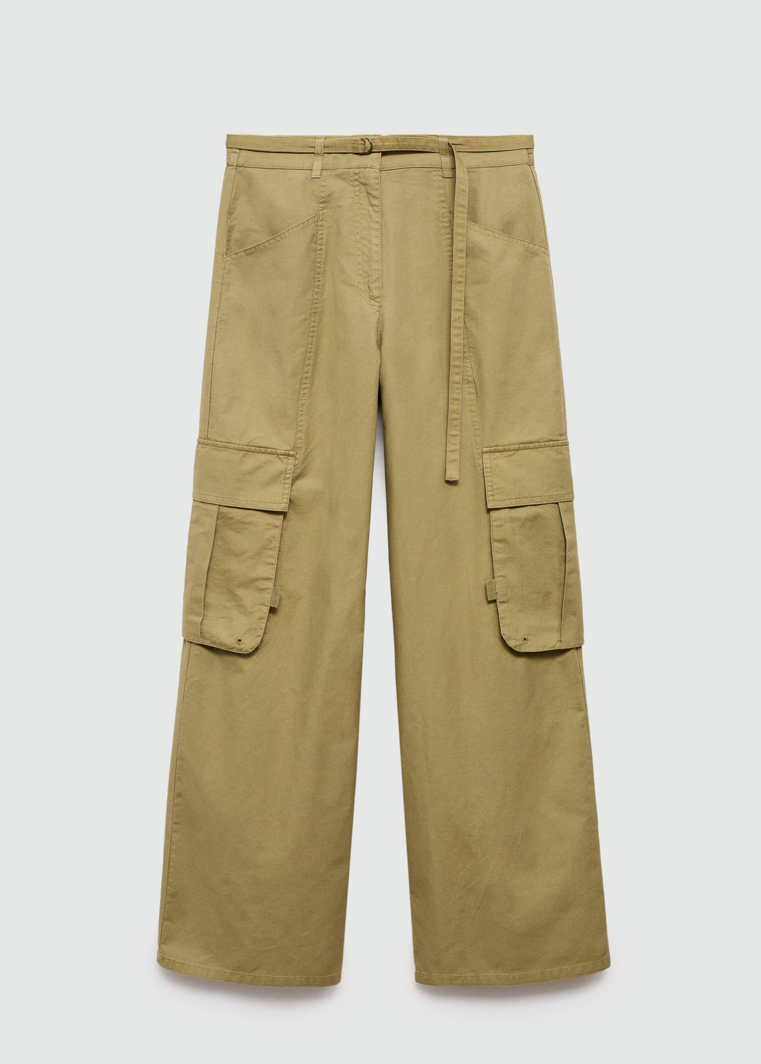 MANGO Pocket Cargo Pants in Pastel Green | Endource