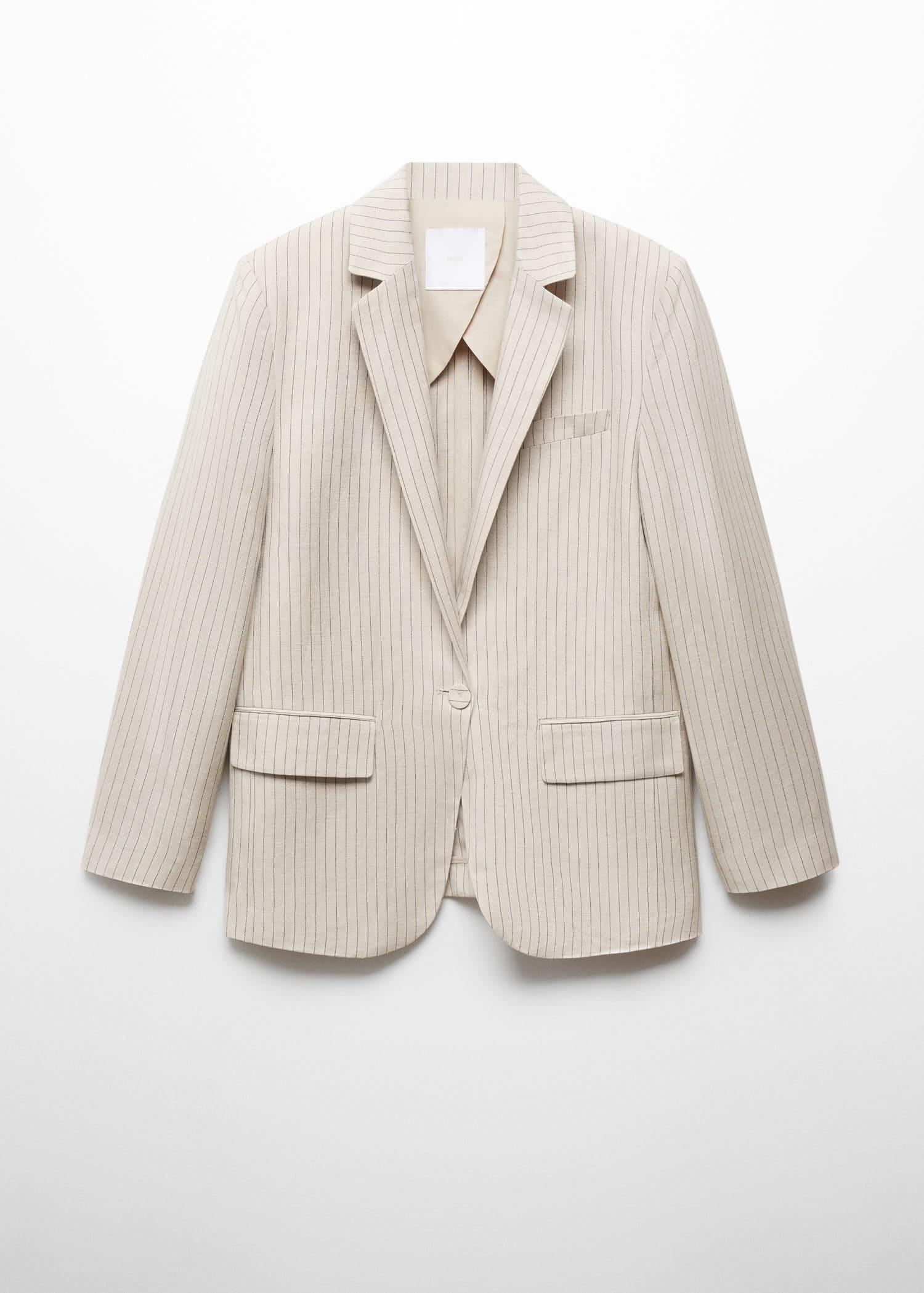 MANGO Pinstripe Suit Jacket in Beige | Endource