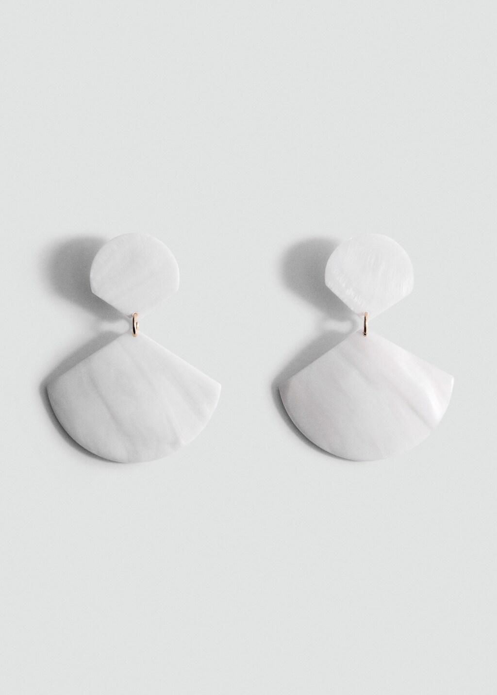 MANGO Shell Pendant Earrings in White | endource