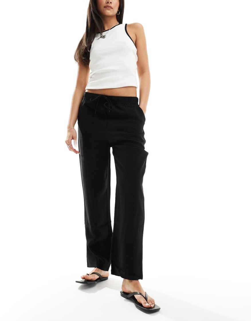 MANGO Drawstring Slim Trouser in BLACK | endource