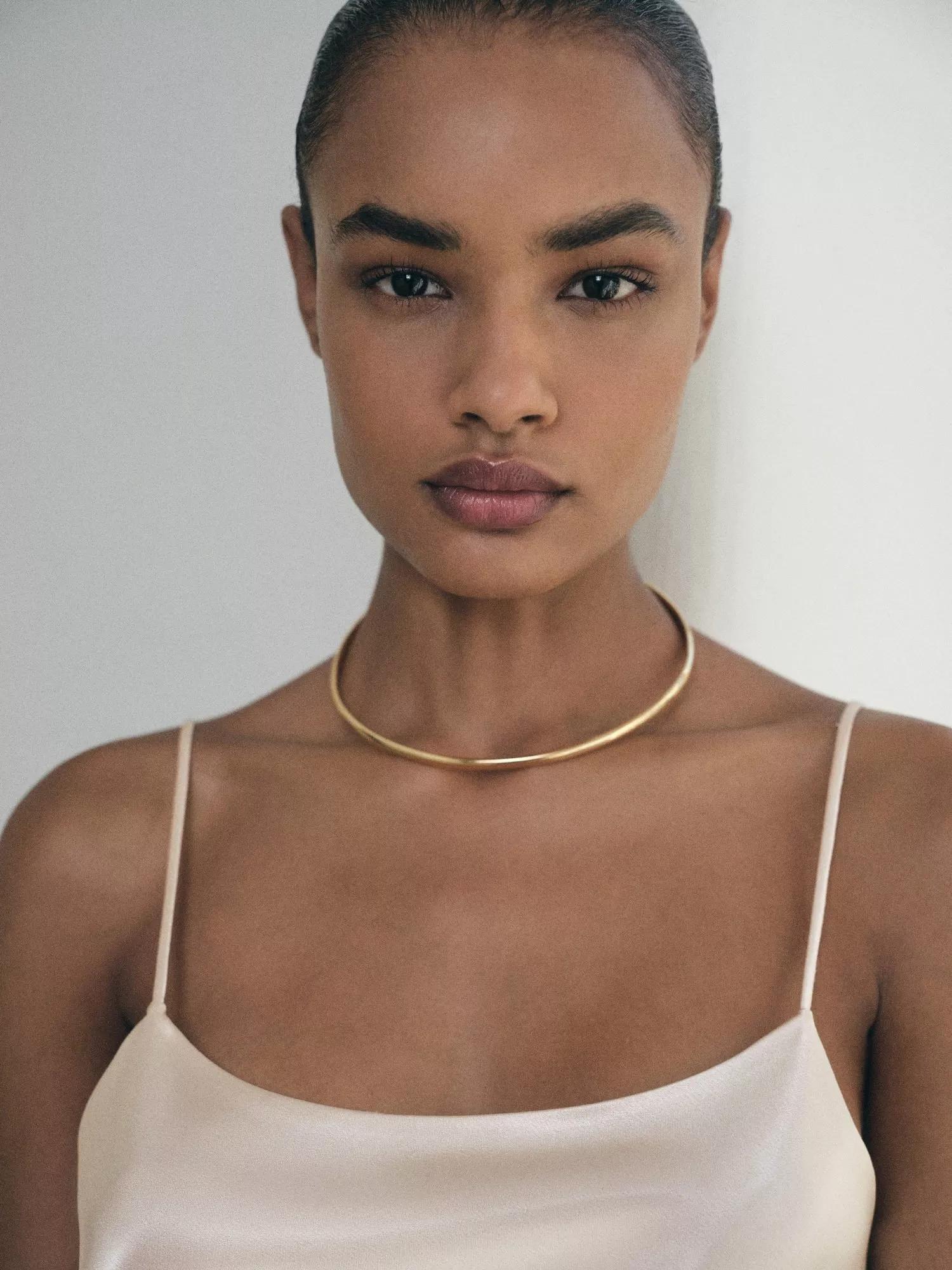 MANGO Brisa Satin Strappy Top, Natural White | endource