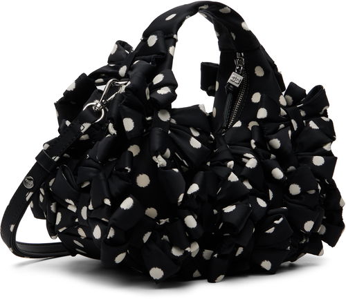 GANNI Black Mini Multi Bow Satin Print Bag | endource
