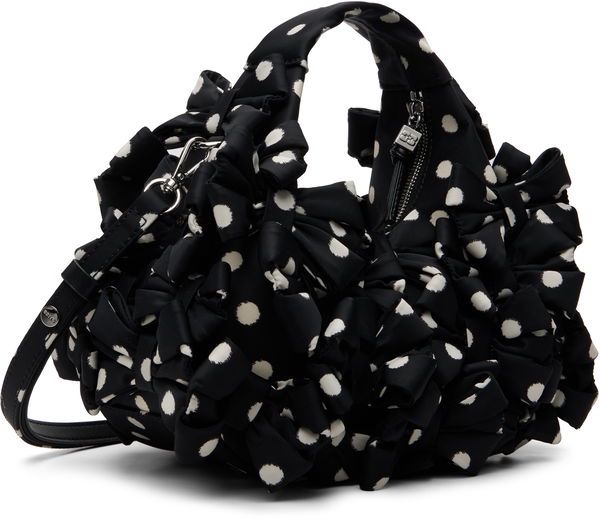 GANNI Black Mini Multi Bow Satin Print Bag | endource