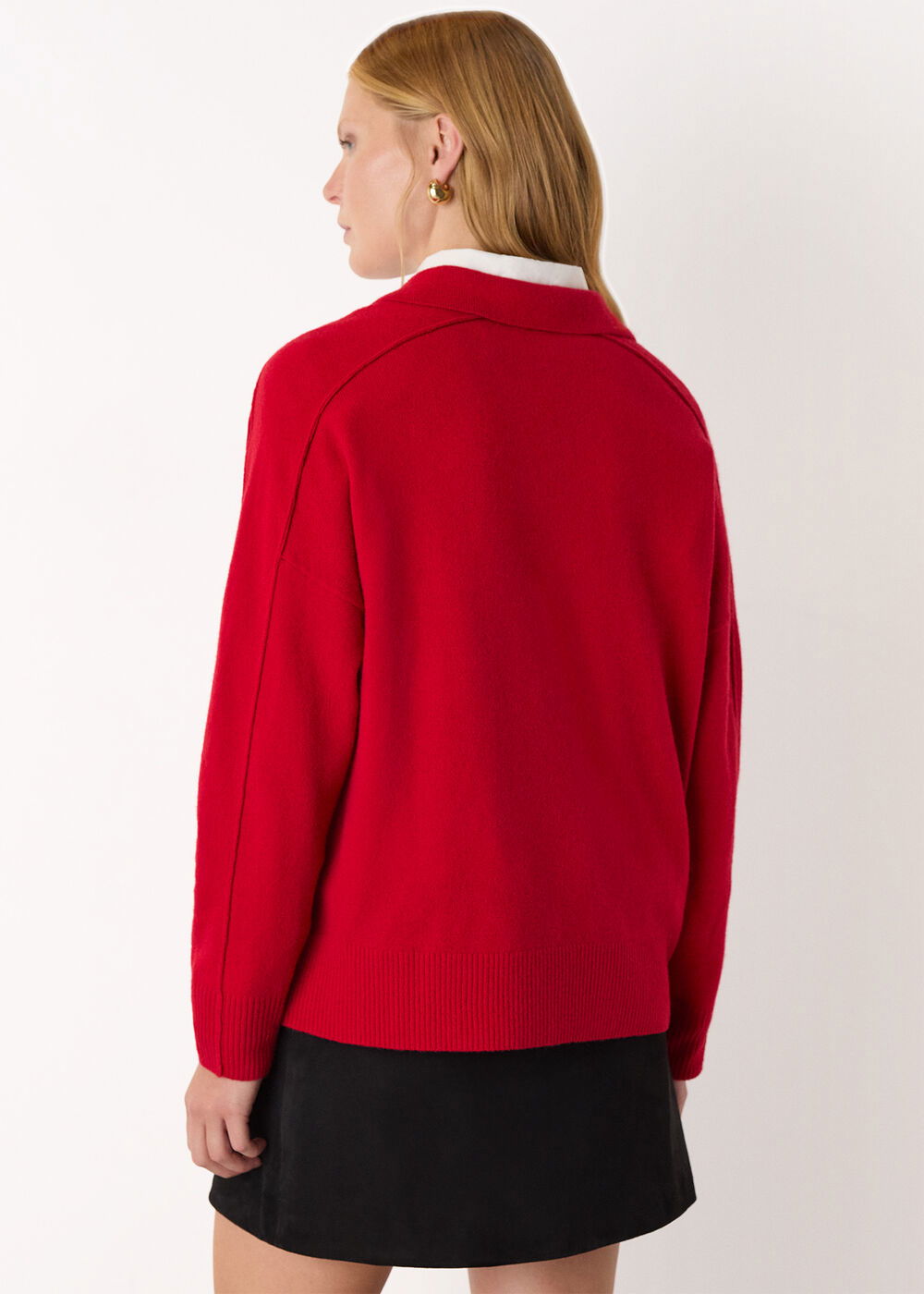 WHISTLES Red Wool Collar Neck Knit | endource