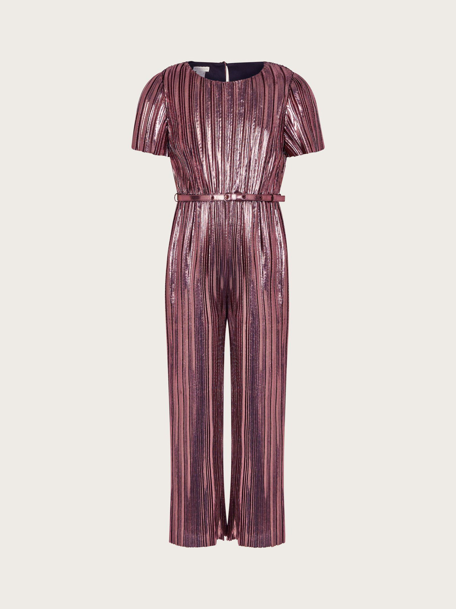 Monsoon Metallic Plisse Jumpsuit in Rose Gold | endource