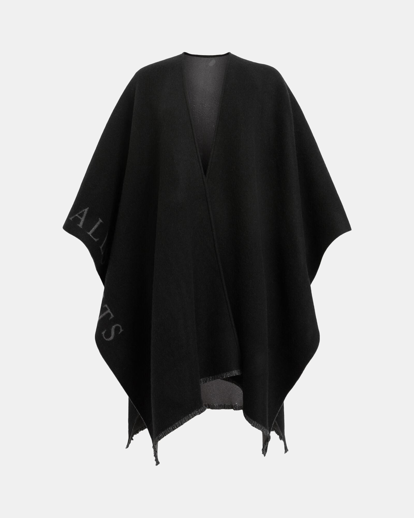 ALLSAINTS Saints Border Logo Wool Ruana Scarf | endource