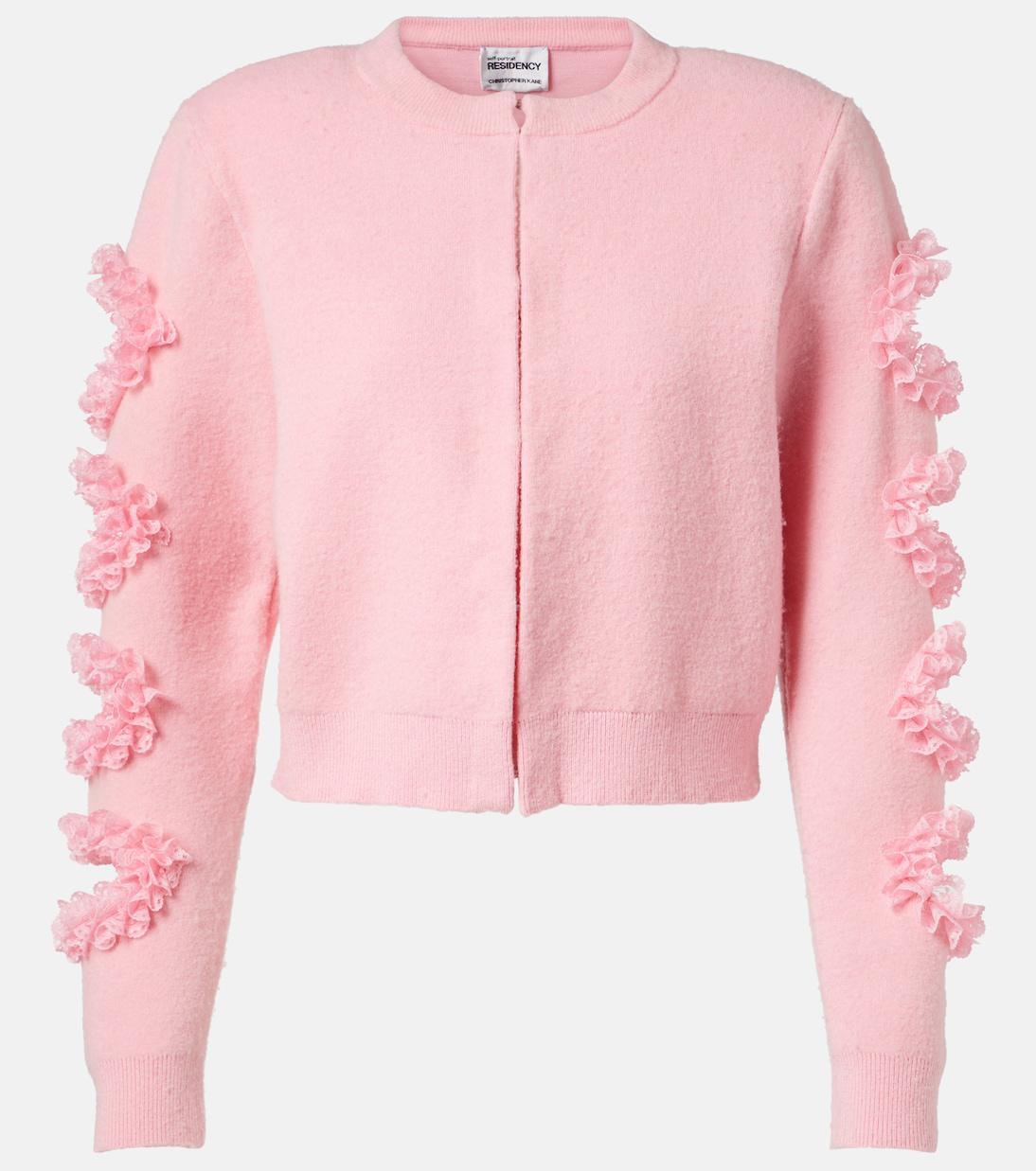 SELF-PORTRAIT Self-Portrait X Christopher Kane - Lace-Trimmed Cardigan ...