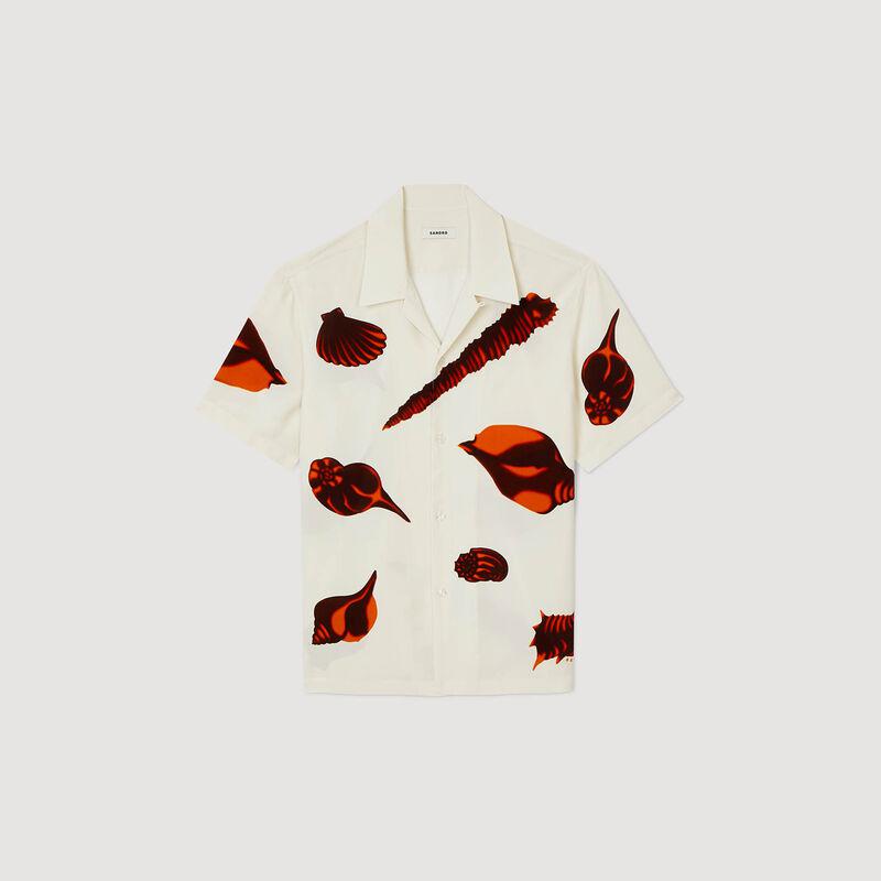 SANDRO Seashell Pattern Shirt in Ecru | Endource