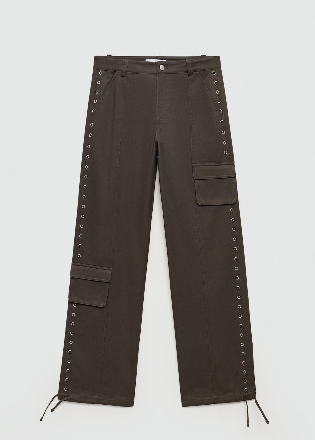 MANGO Studded Parachute Trousers in Grey | endource