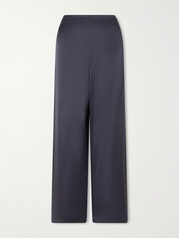 STAUD Stroll Silk-Blend Satin Wide-Leg Pants | endource