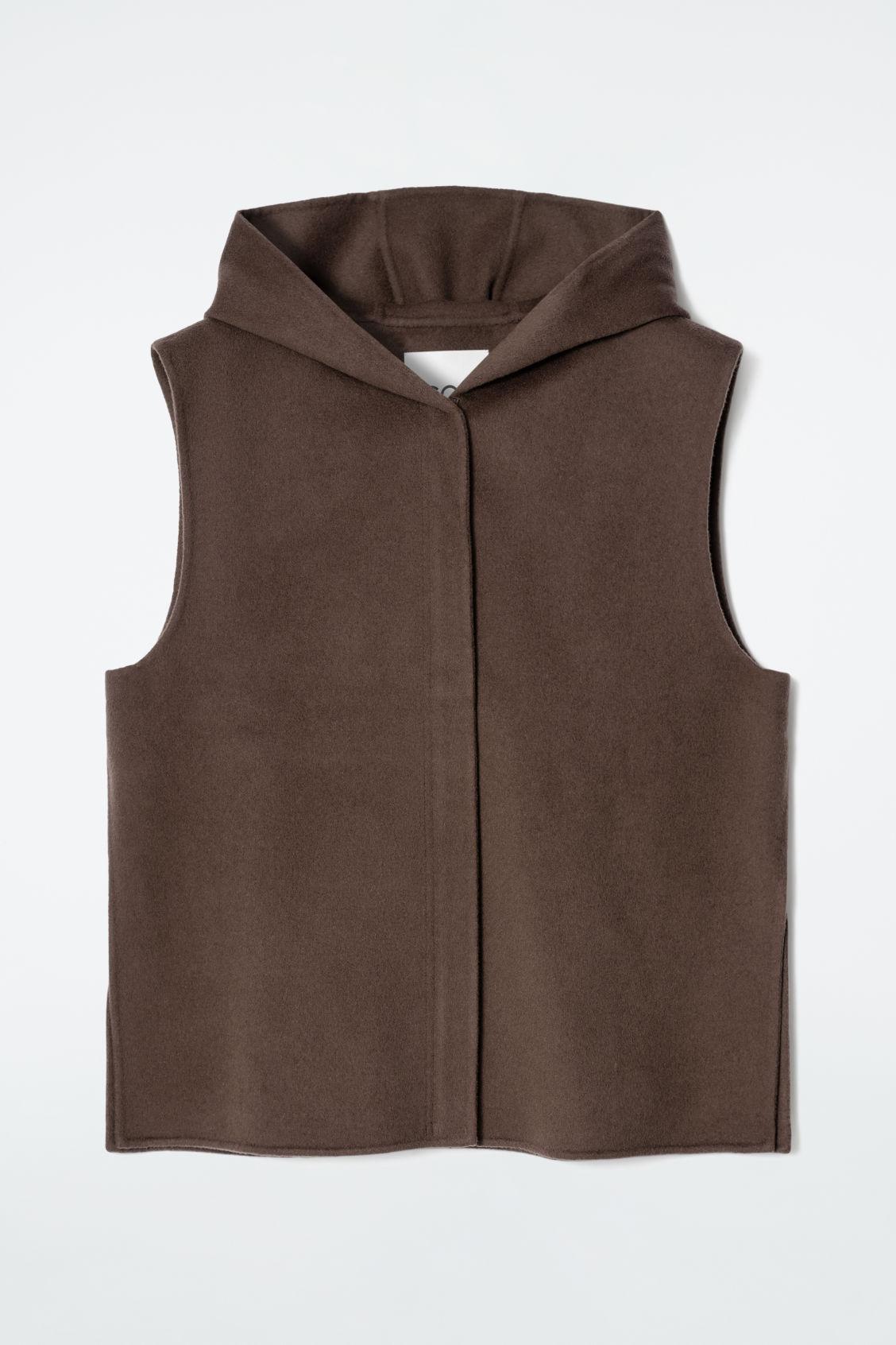 COS Double-Faced Hybrid Hooded Gilet in BROWN | endource