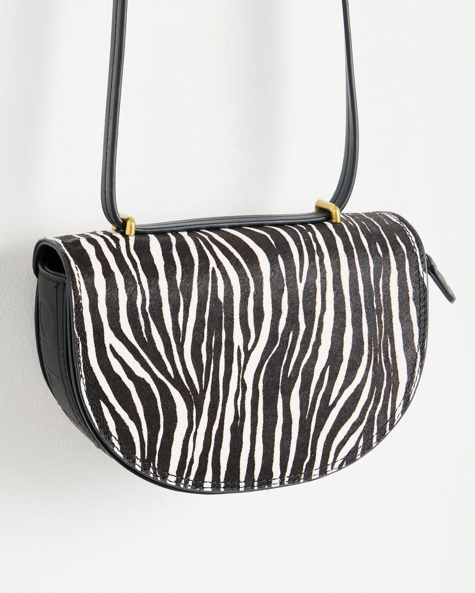 OLIVER BONAS Opal Zebra Crossbody Bag in Black | endource