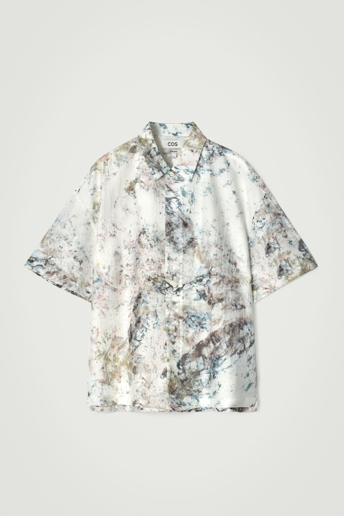 COS Oversized Marble-Print Shirt in WHITE / MARBLE | endource