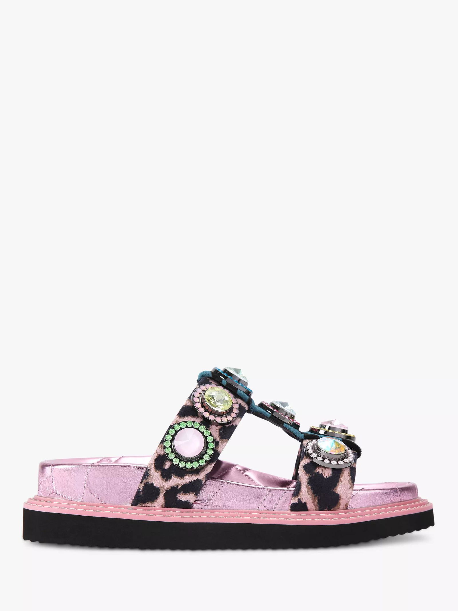 KURT GEIGER LONDON Orson Crystal Suede Slider Sandals | endource