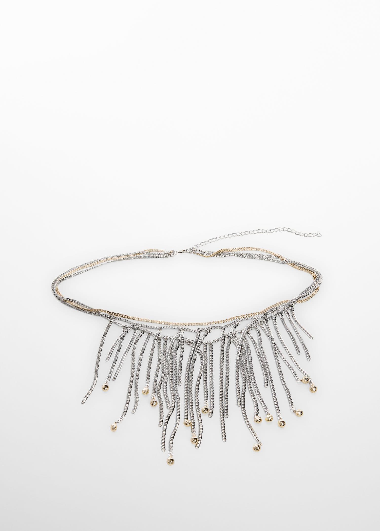 MANGO Triple-Beaded Chain Belt in Silver | Endource