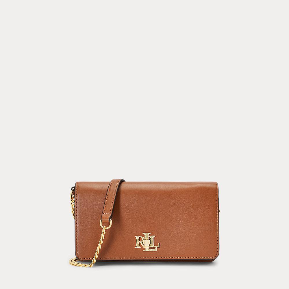 LAUREN RALPH LAUREN Leather Crossbody Turn-Lock Tech Case in Tan | endource