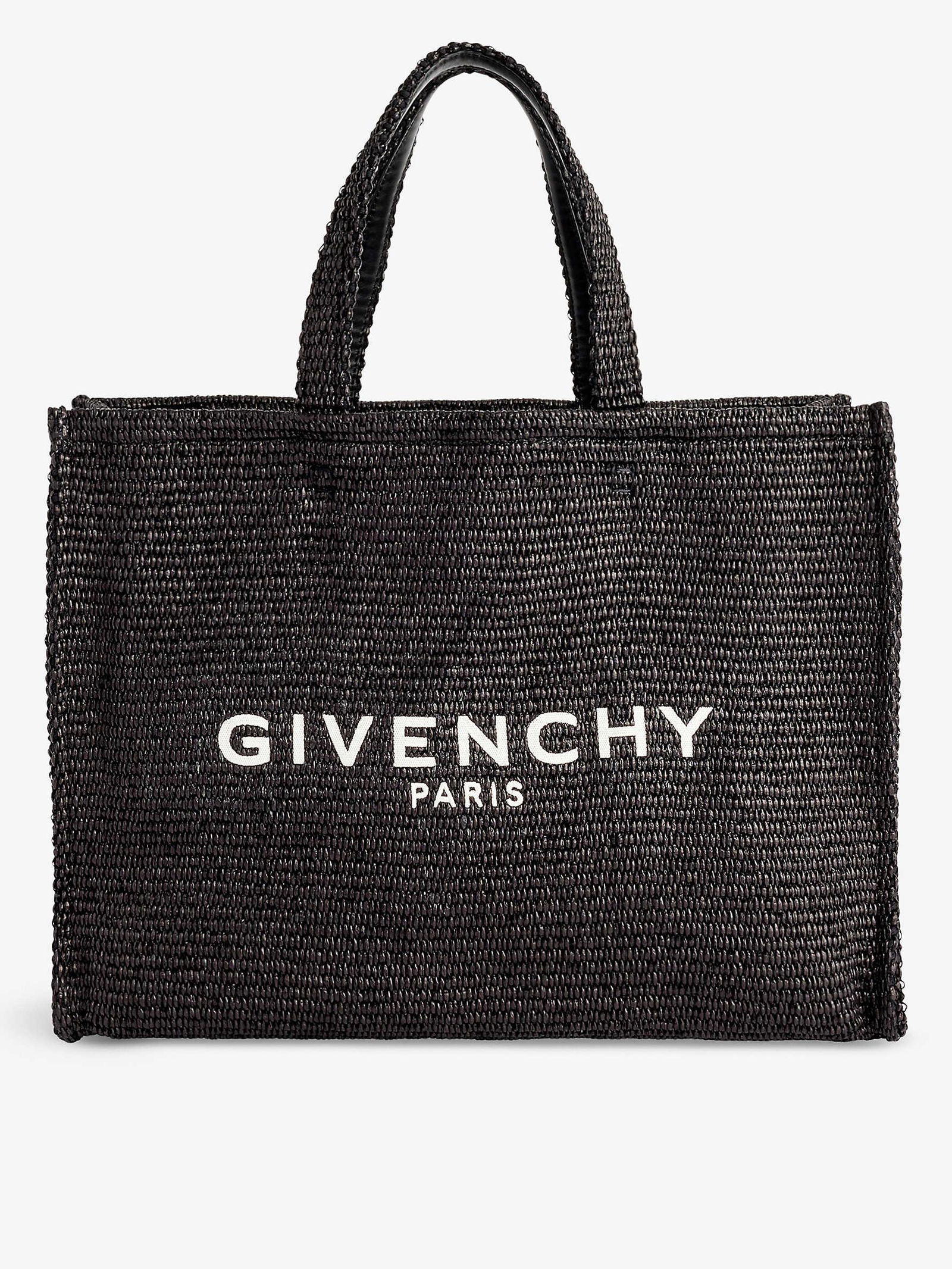 GIVENCHY G-Tote Medium Raffia Tote Bag in 001-BLACK | Endource