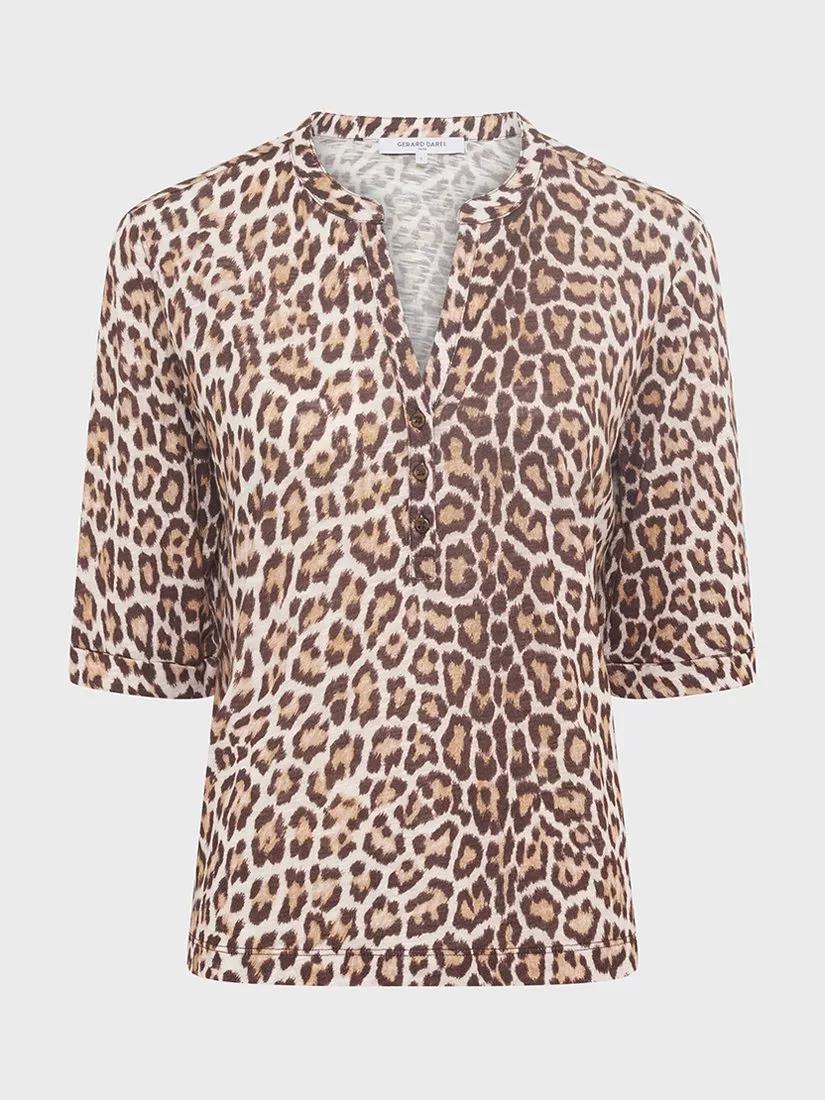 Gerard Darel Grace Leopard Print Top, Brown | endource