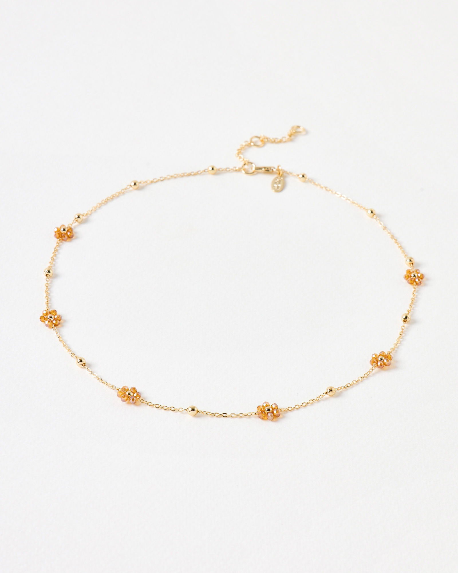 OLIVER BONAS Rosa Brown Beaded Flower Chain Necklace | endource