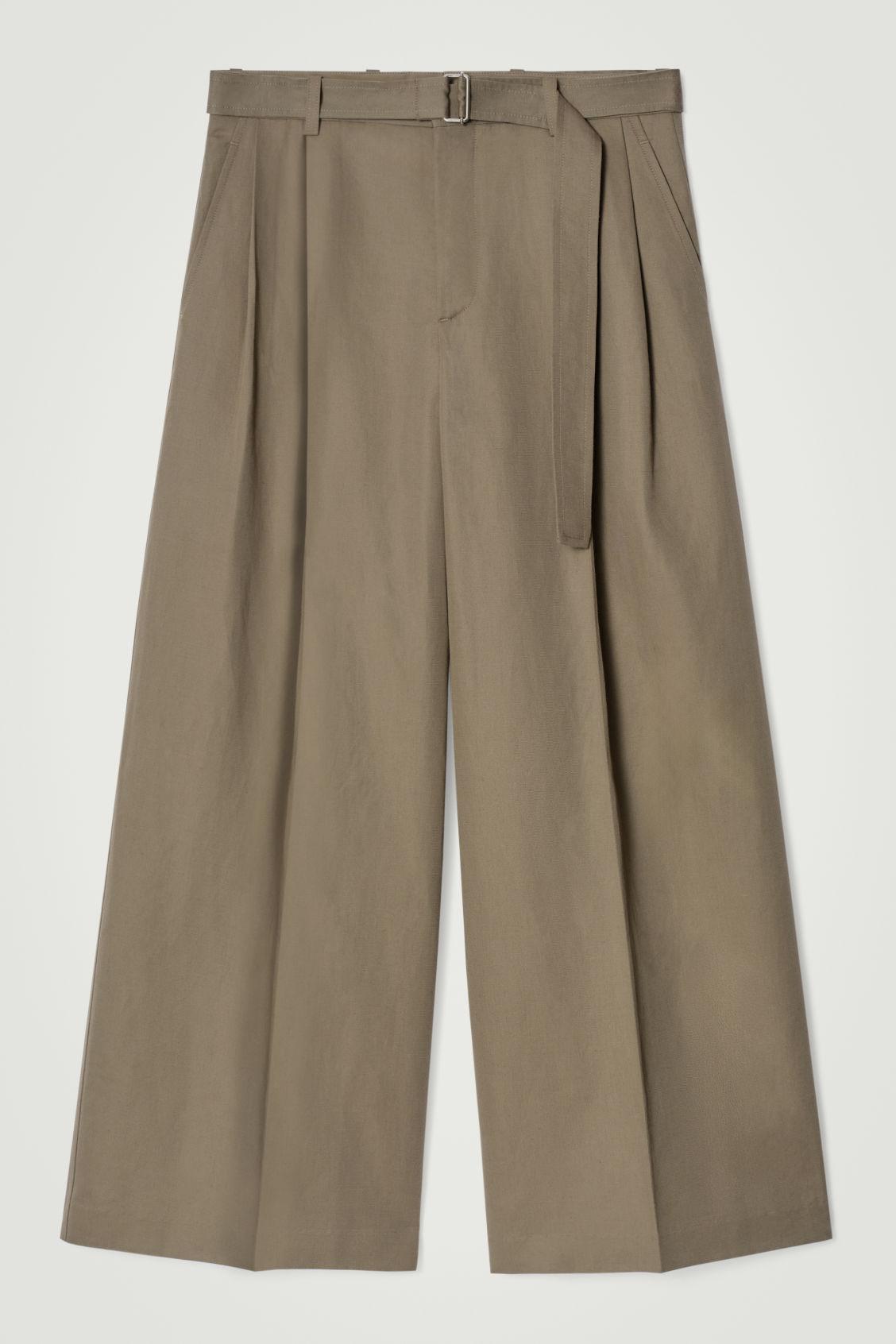 COS Belted Extra Wide-Leg Trousers in DARK MOLE | endource