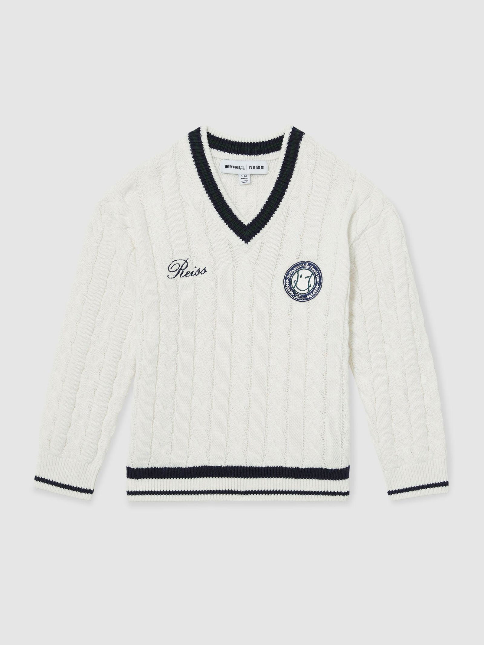 REISS Reiss x SmileyWorld - Pace Cable-Knit Jumper in Off White | endource