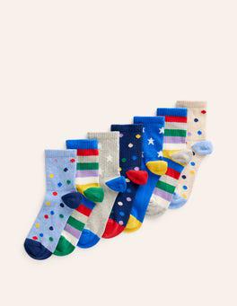 BODEN Ribbed Socks 7 Pack in Multi Spots and Stars | endource