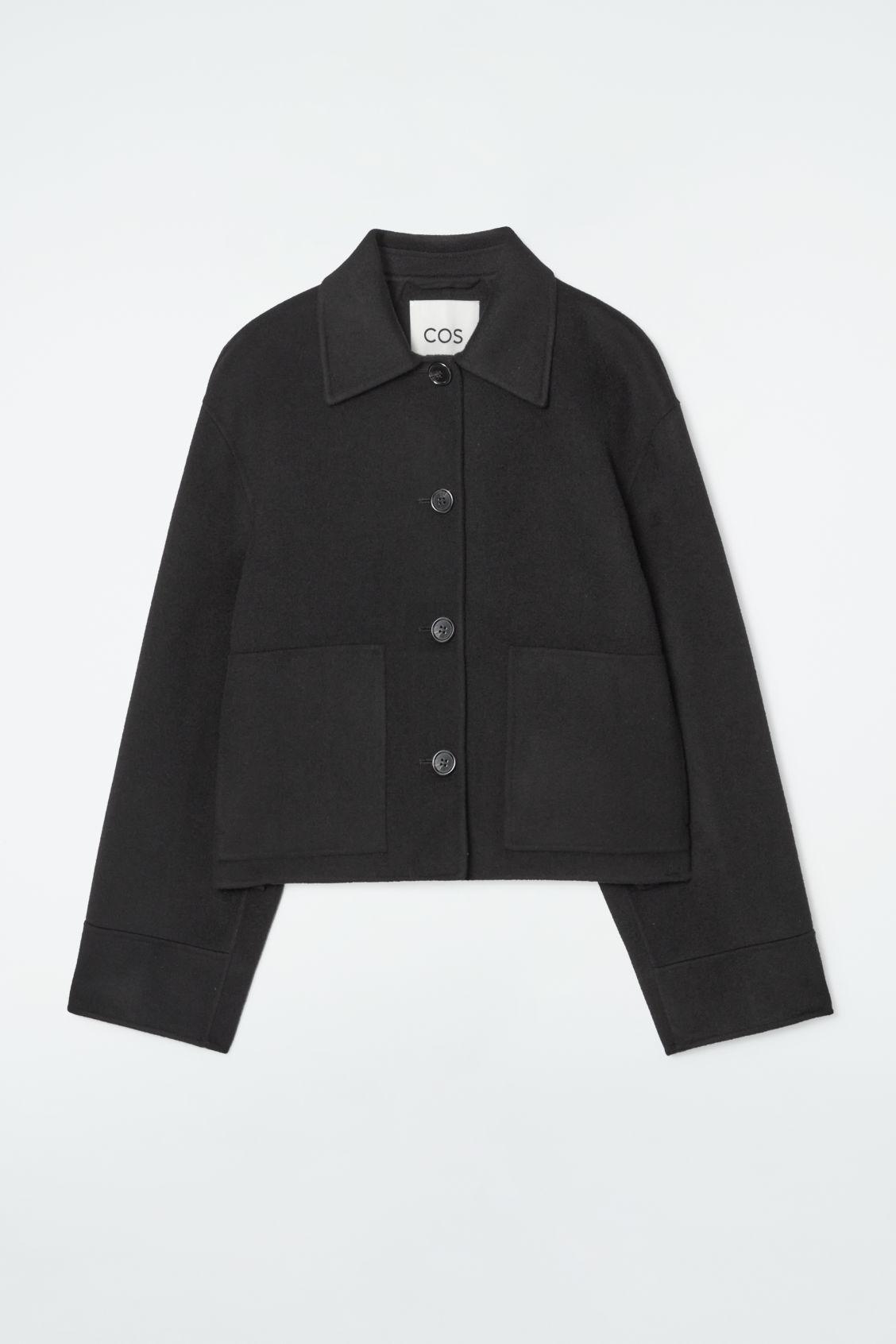 COS Boxy Double-Faced Wool Jacket in BLACK | endource
