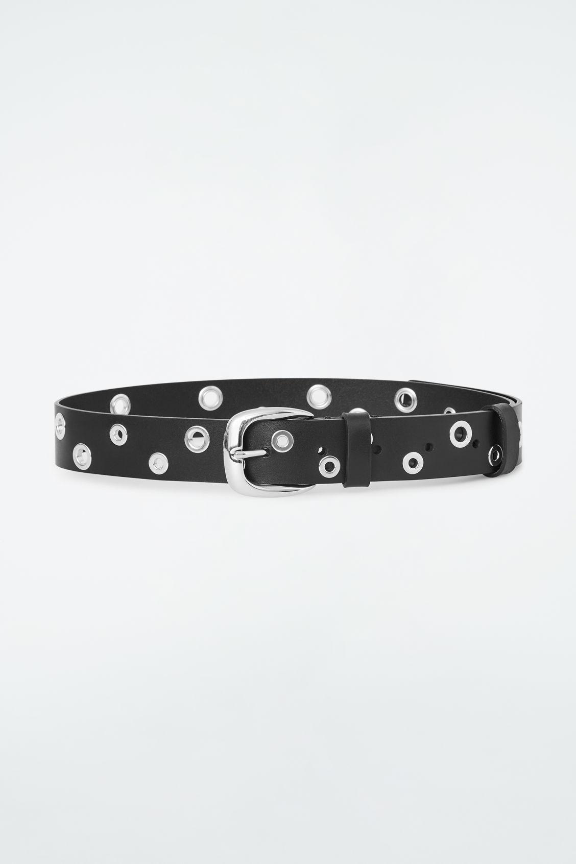 COS Leather Eyelet Belt in BLACK | endource