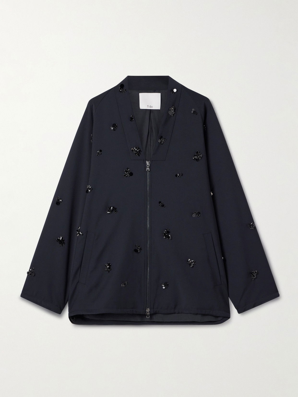 TIBI Tropical Embellished Woven Bomber Jacket | endource
