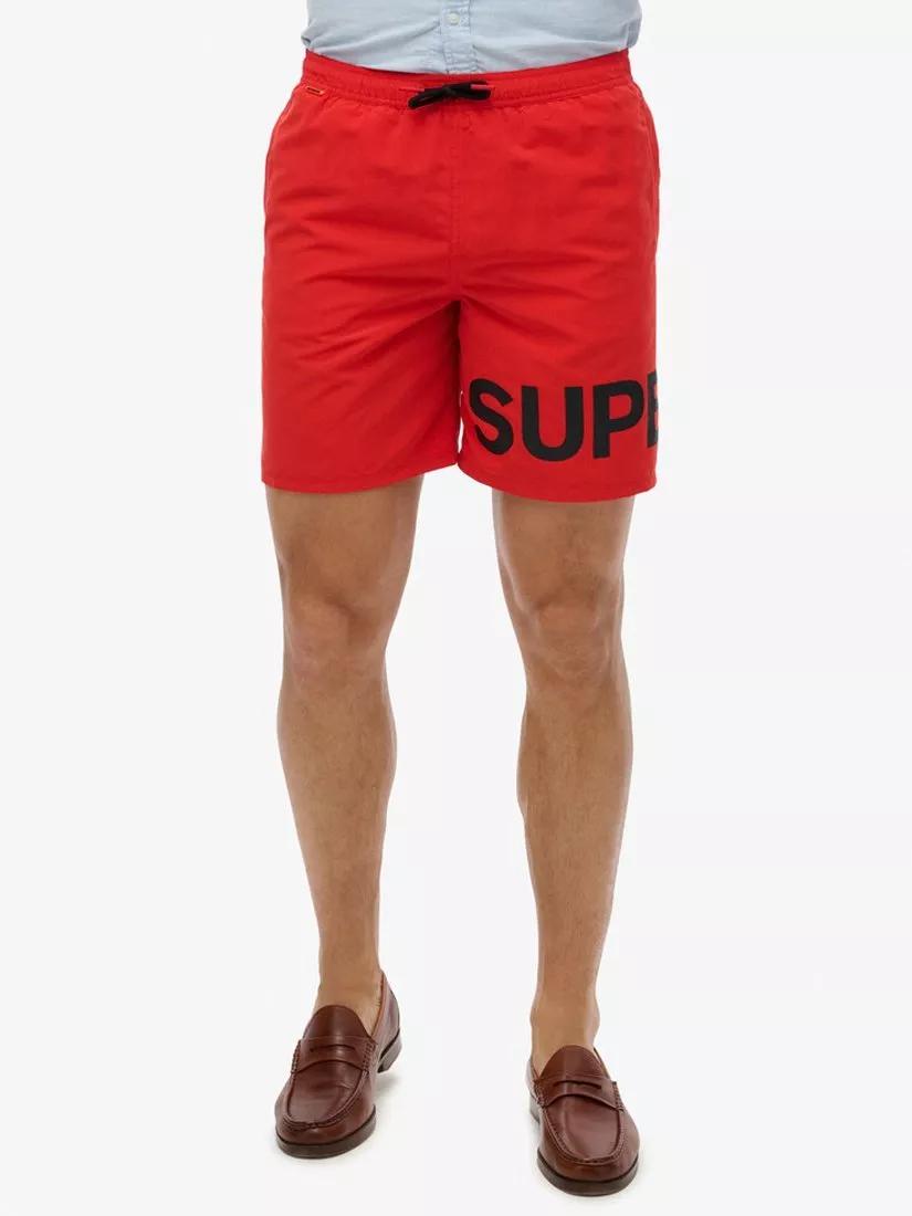 SUPERDRY Graphic 17" Swim Shorts in Drop Kick Red | endource