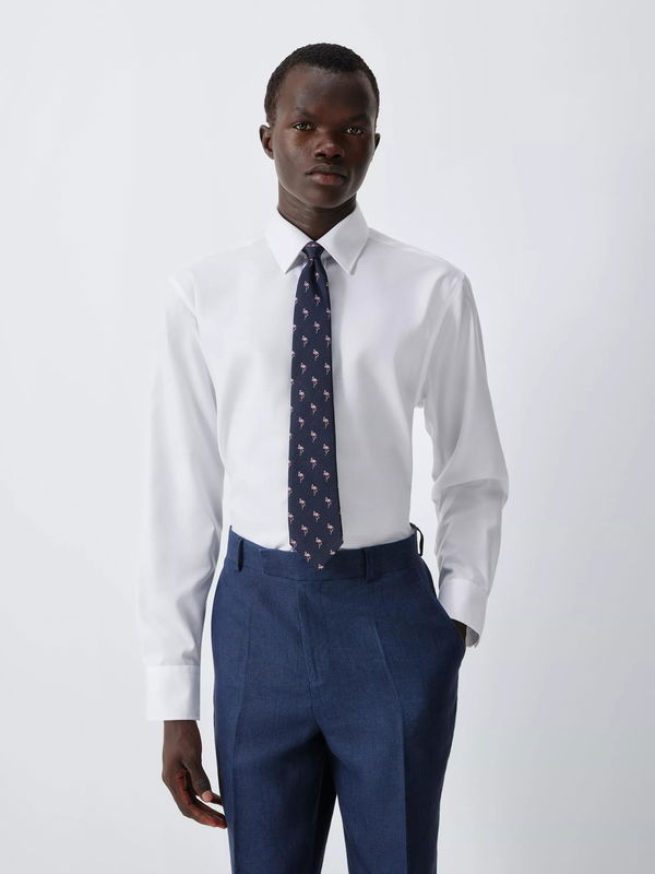 JOHN LEWIS Flamingo Silk Tie, Navy | endource