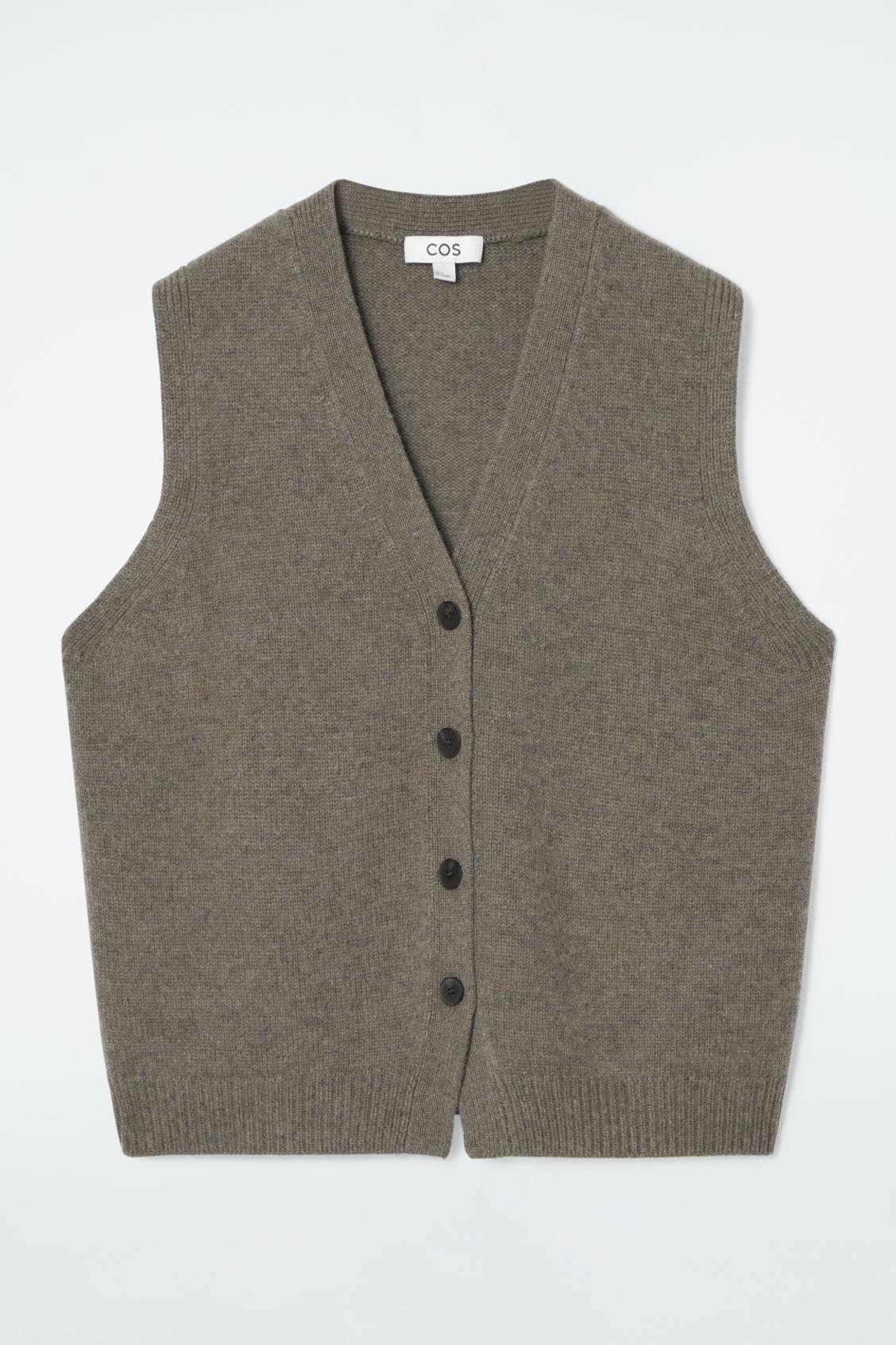 COS Knitted Cashmere-Blend Vest in MOLE | endource
