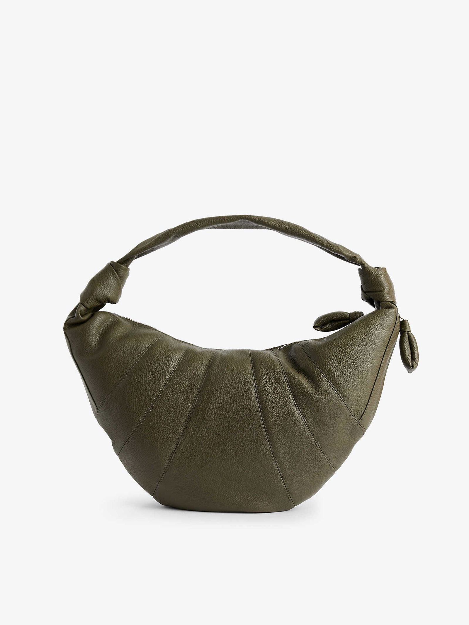 LEMAIRE Fortune Croissant Leather Shoulder Bag in DARK MOSS | endource
