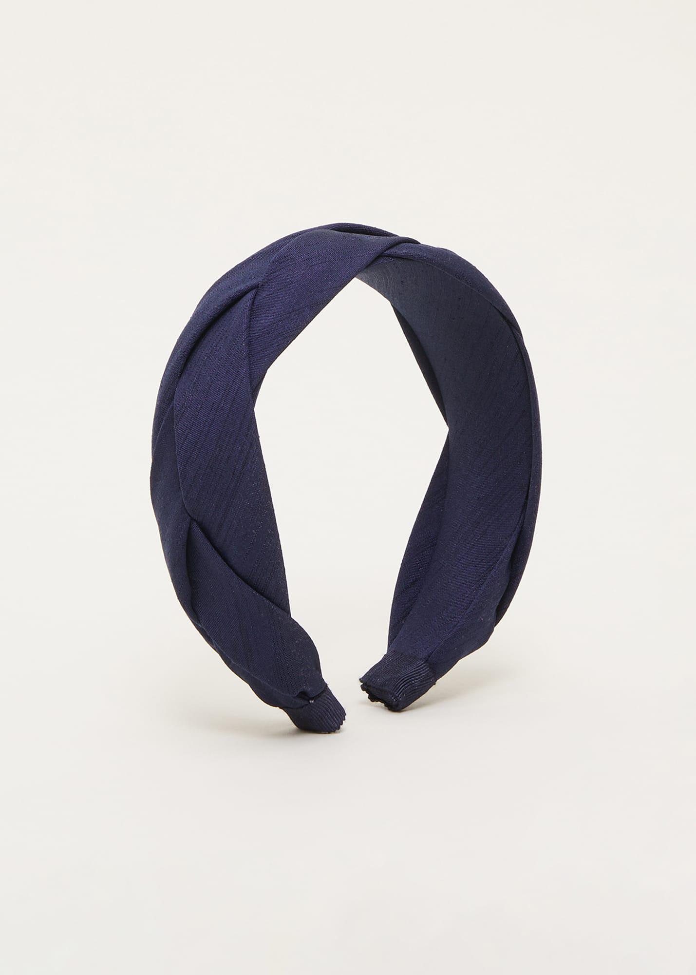 PHASE EIGHT Plaited Headband in French Navy | endource