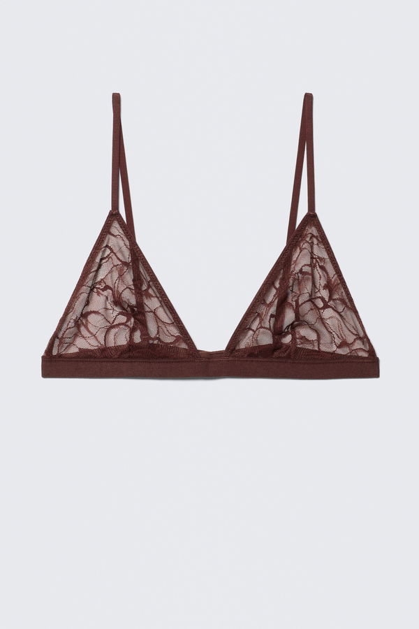 WEEKDAY Swirly Lace Triangle Bra | endource