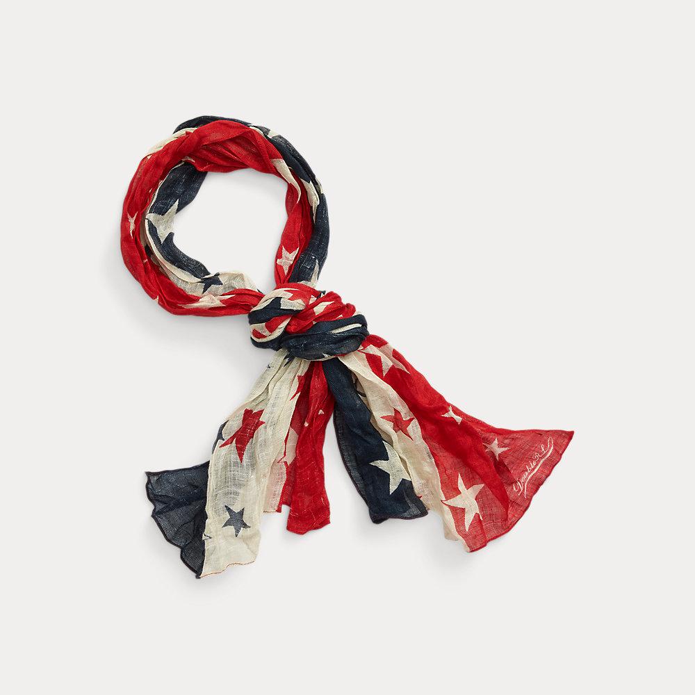 RALPH LAUREN RRL Star-Print Linen Scarf in Multi | endource