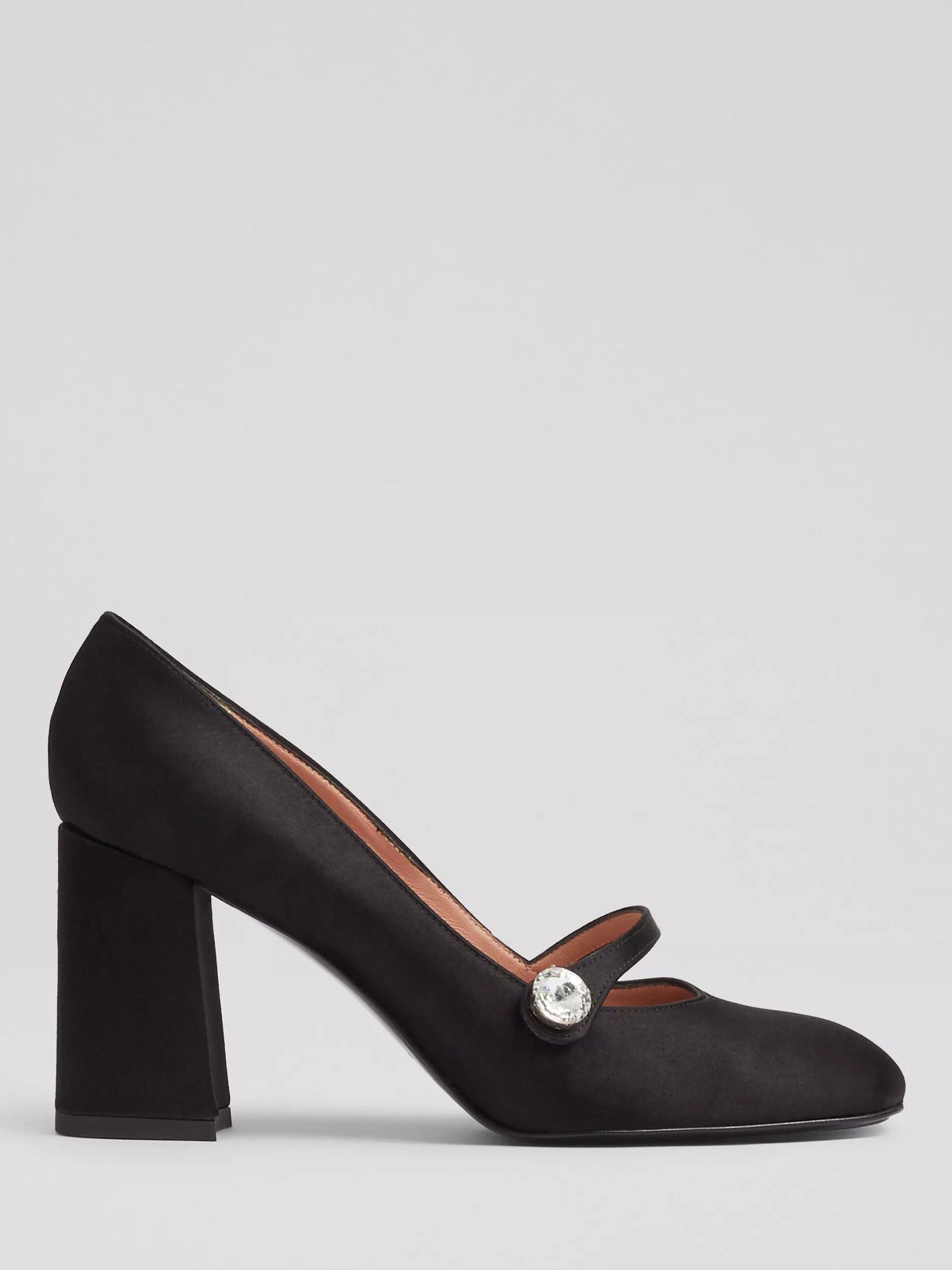 L.K. BENNETT Cilla Mary Jane Crystal Button Court Shoes in Black | endource