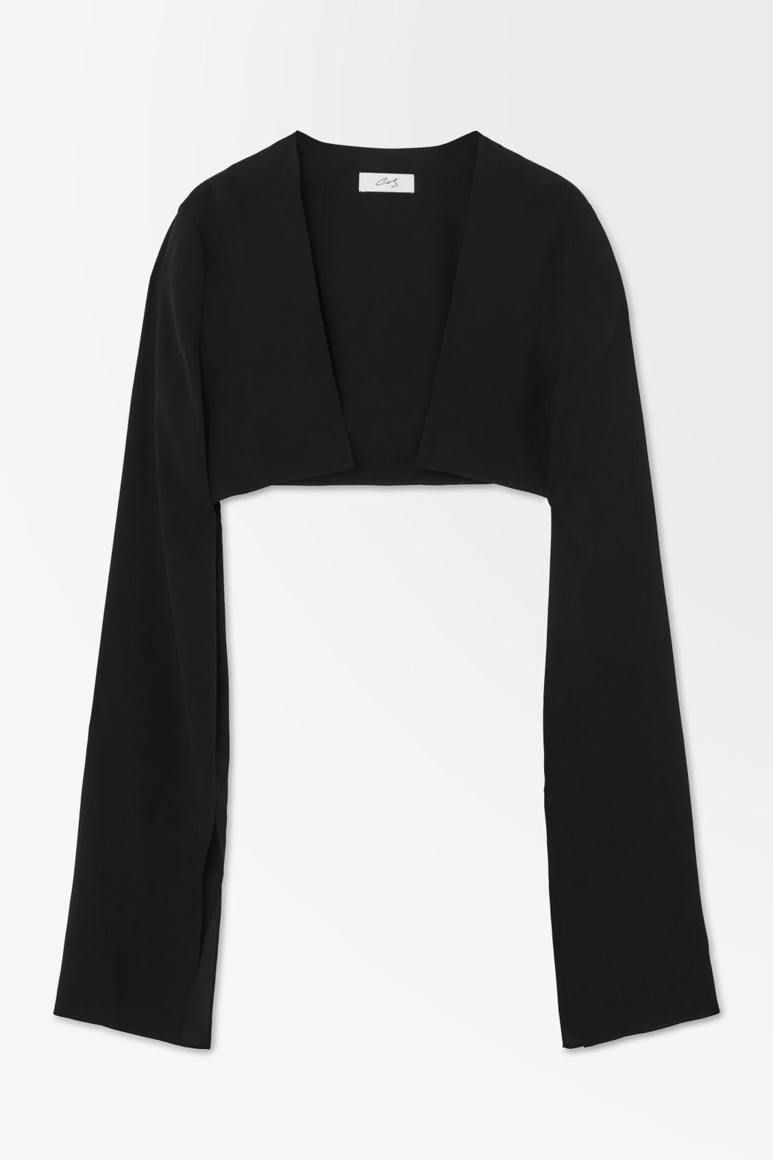 COS The Silk-Blend Cropped Bolero Jacket in BLACK | Endource