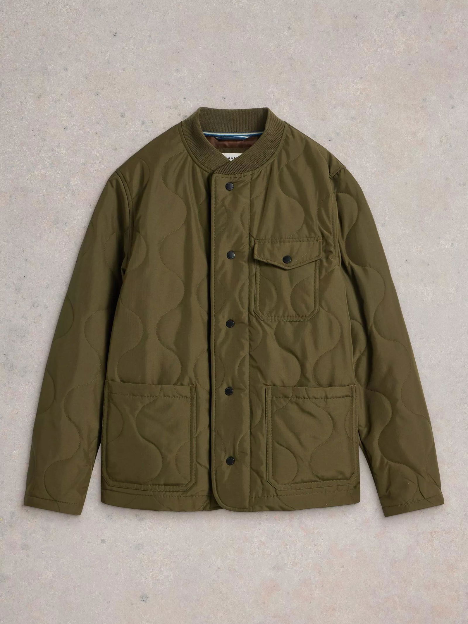 WHITE STUFF Tenby Quilted Jacket in Khaki | endource