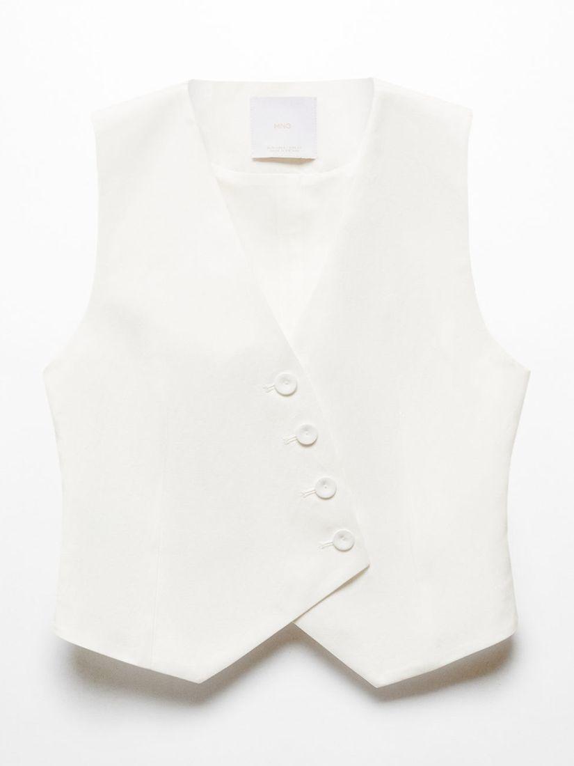 MANGO Lugo Suit Cross Buttons Waistcoat in White | Endource