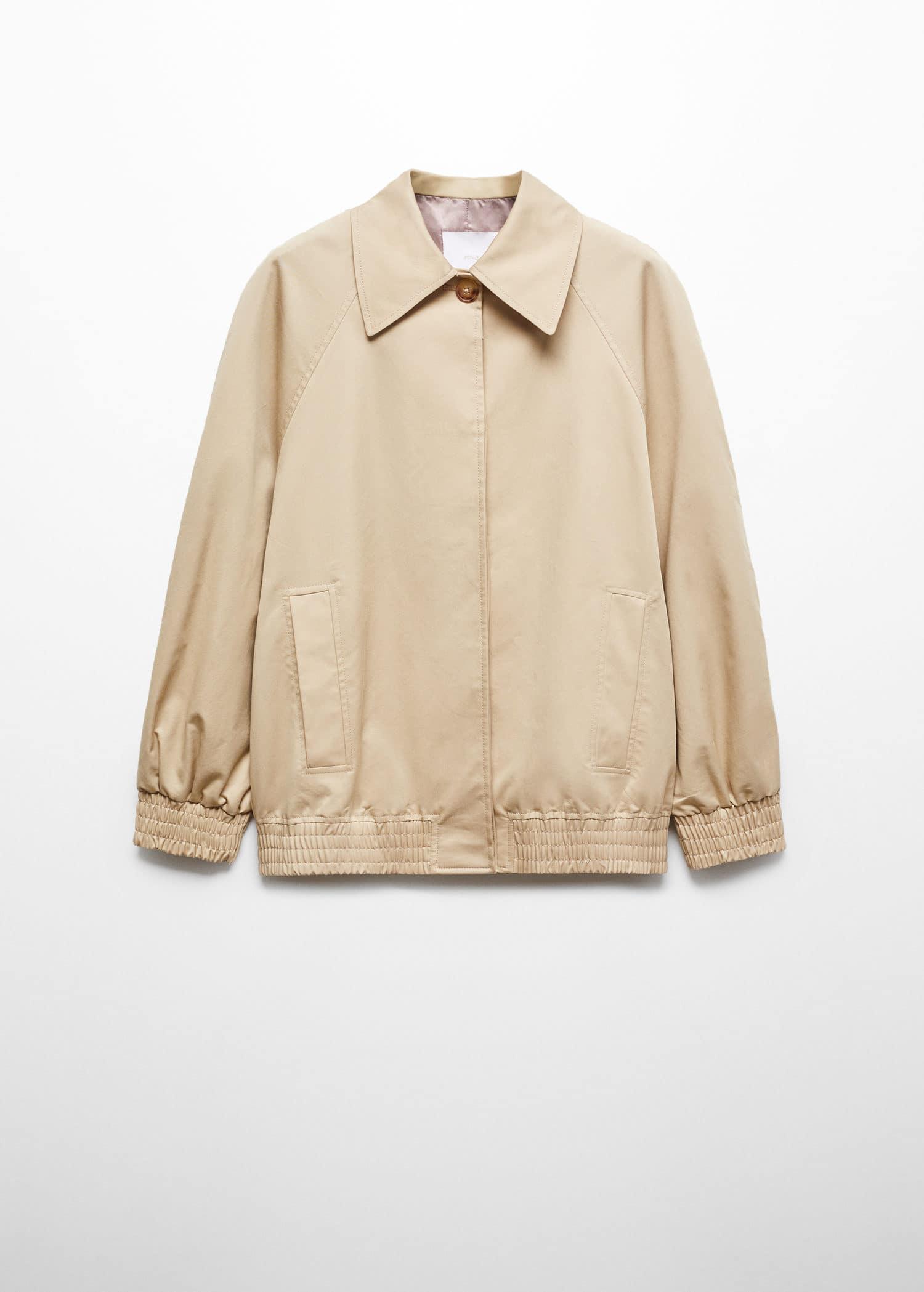 MANGO Bomber Jacket With Shirt Collar in Beige | endource
